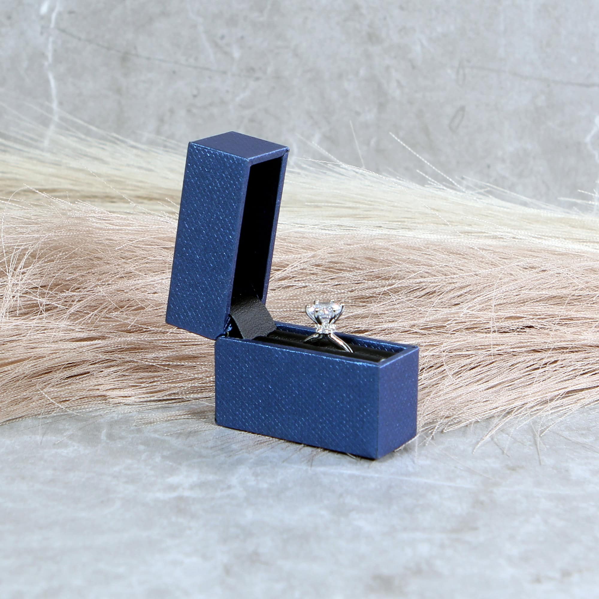 Super Slim Flat & Discreet Thin Blue Ring Box