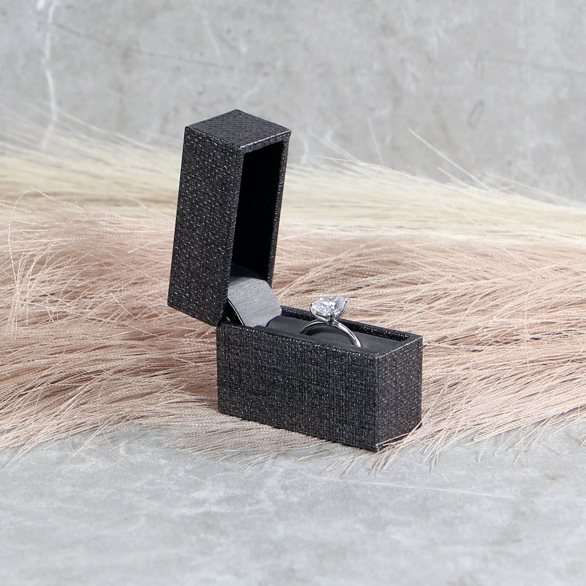 Slim Hidden Pocket Sized Grey Proposal Ring Box