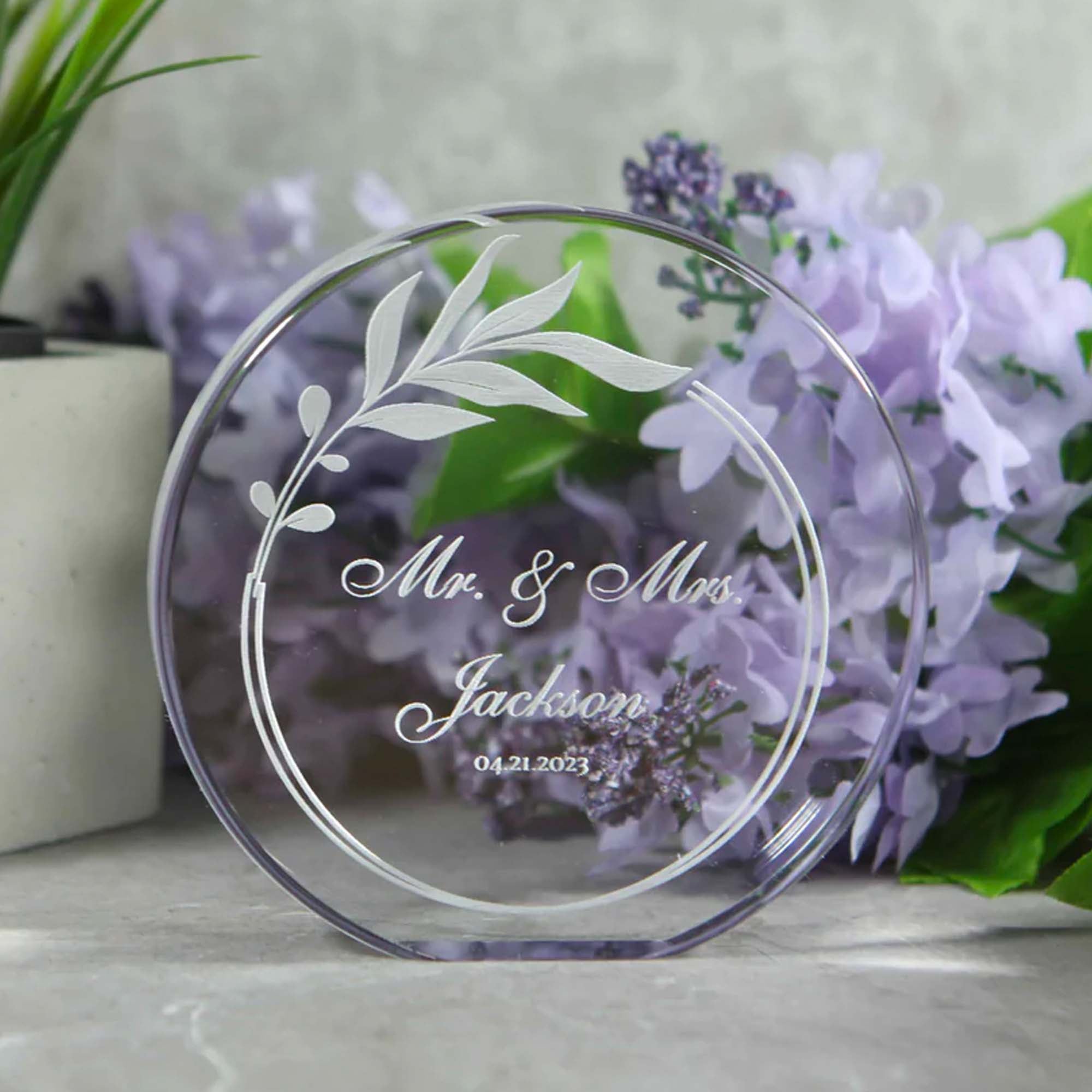 Custom Engraved Acrylic Circle Wedding Gift